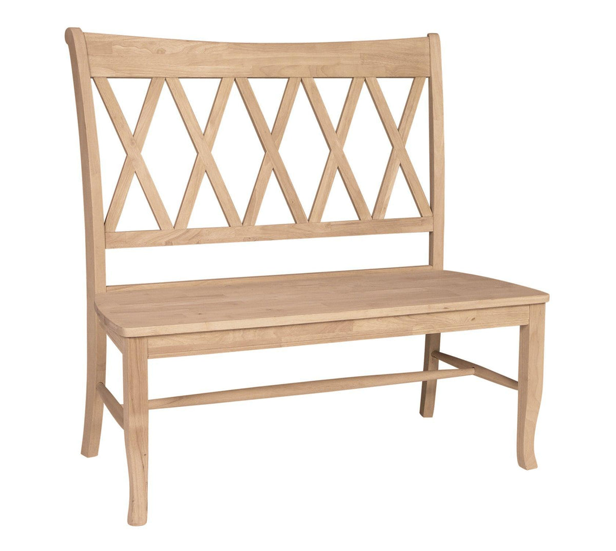 Double X Back Bench — Barewood