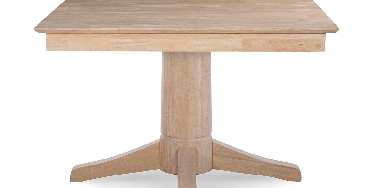 42" Square Pedestal Base Dining Table — Barewood