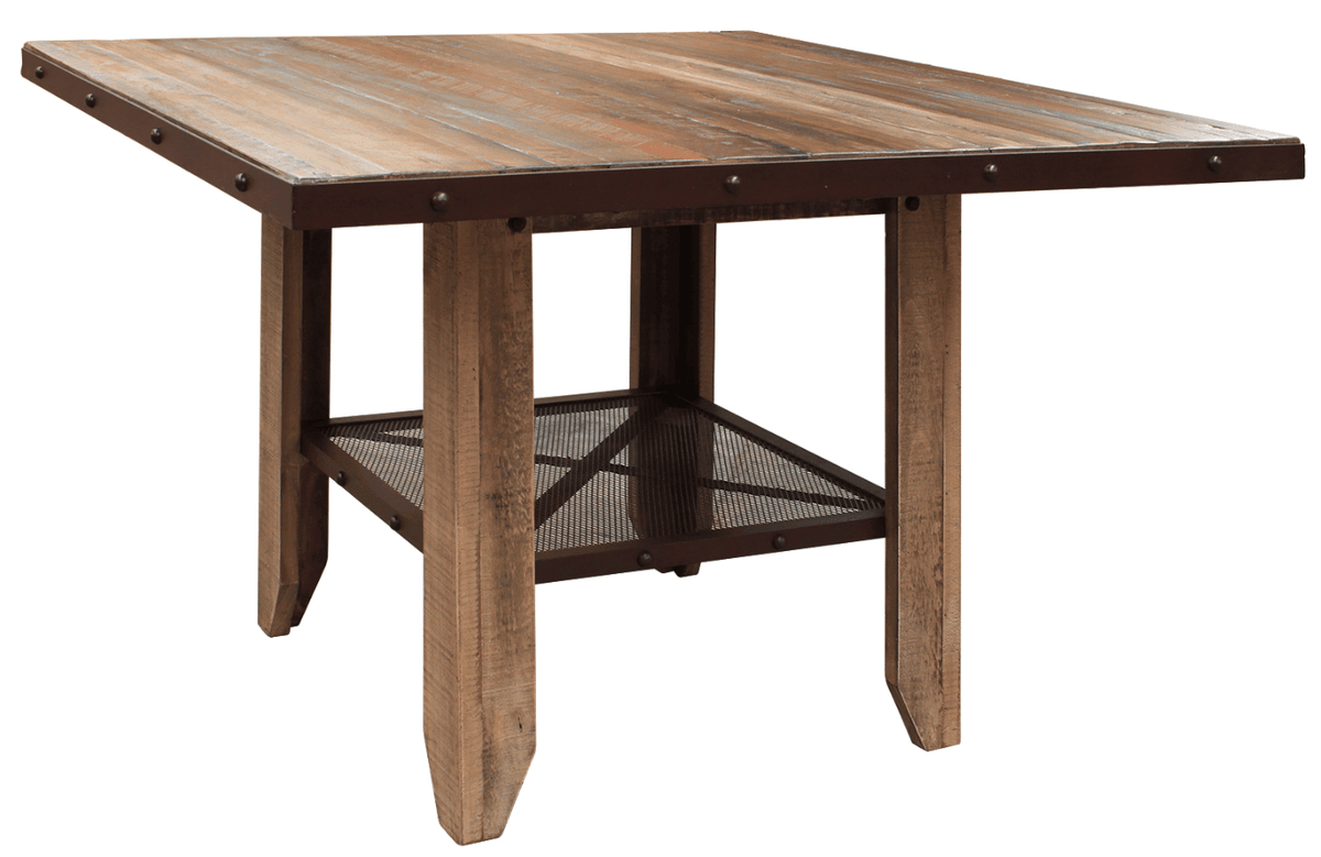 Antique Multicolor Counter Height Large Square Dining Table — Barewood